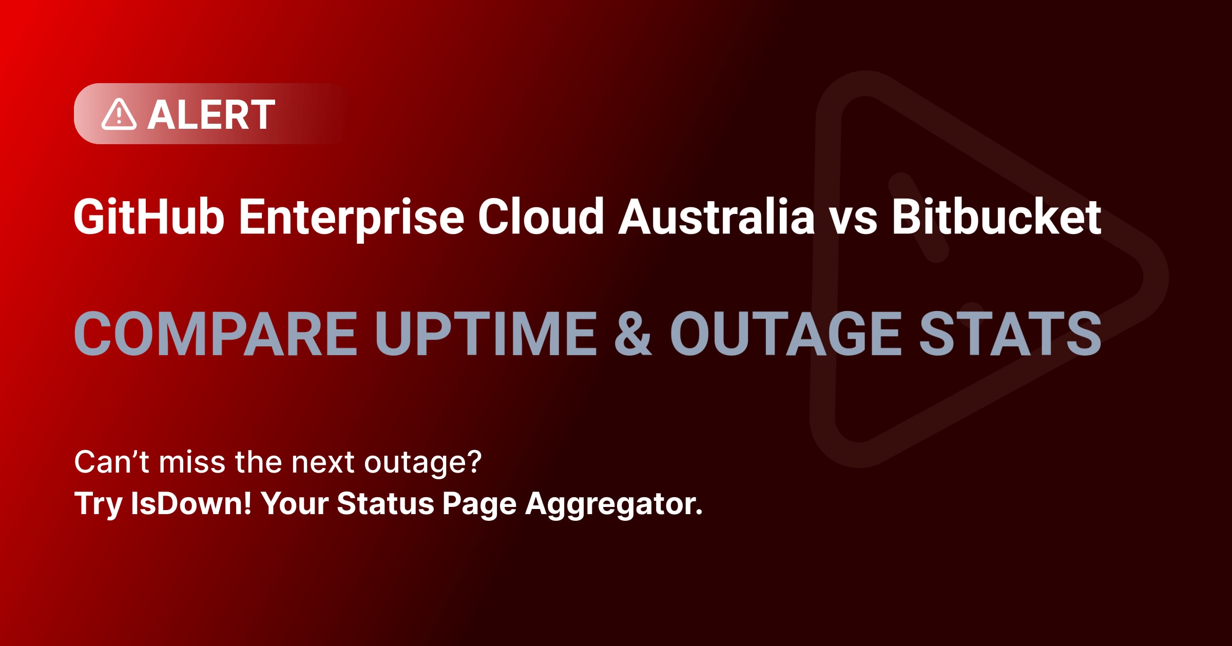 GitHub Enterprise Cloud Australia vs Bitbucket | Compare Uptime & Outage History | IsDown
